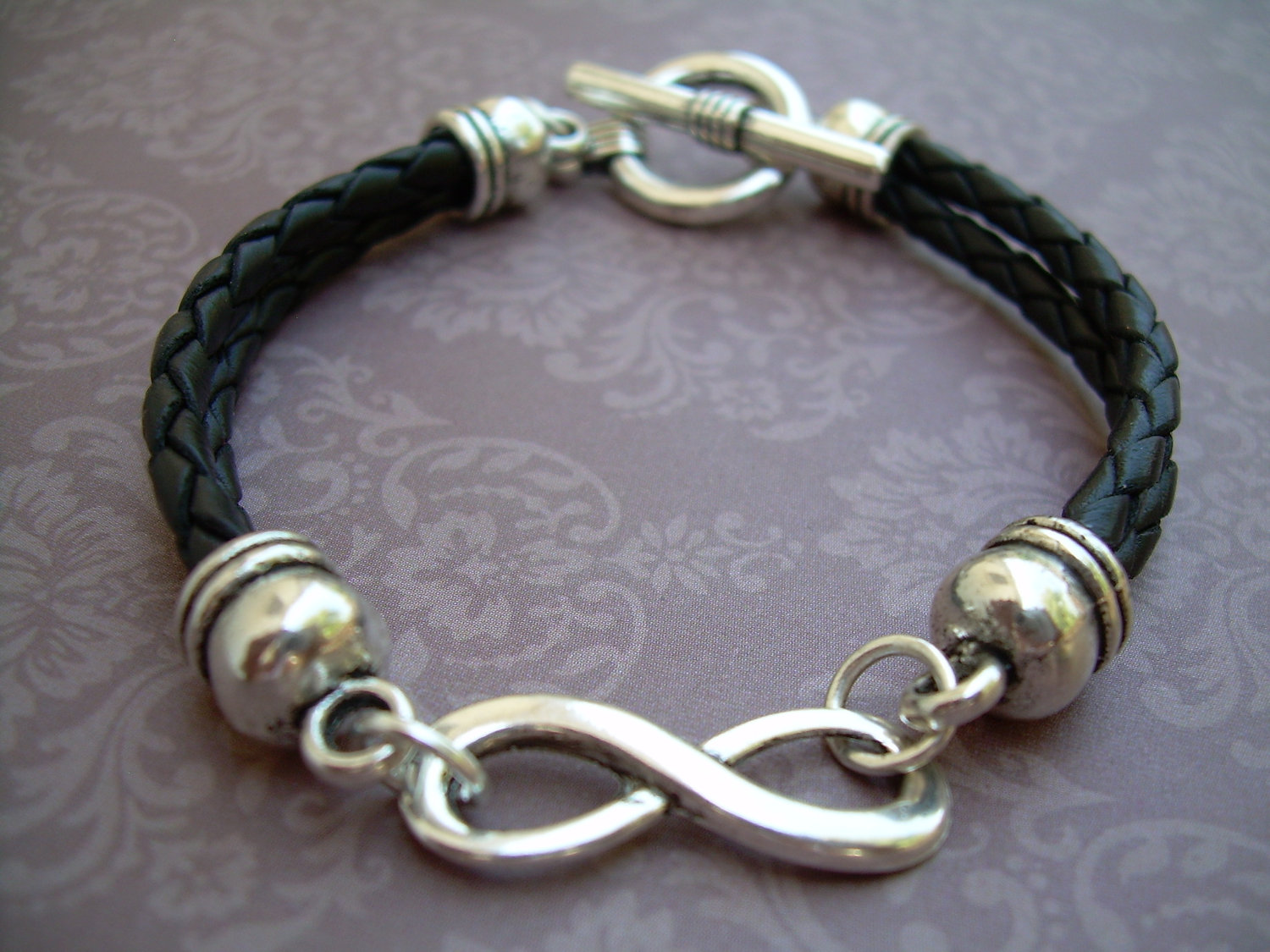 Leather Bracelet, Infinity Bracelet, Black Braided, Unisex Bracelet ...